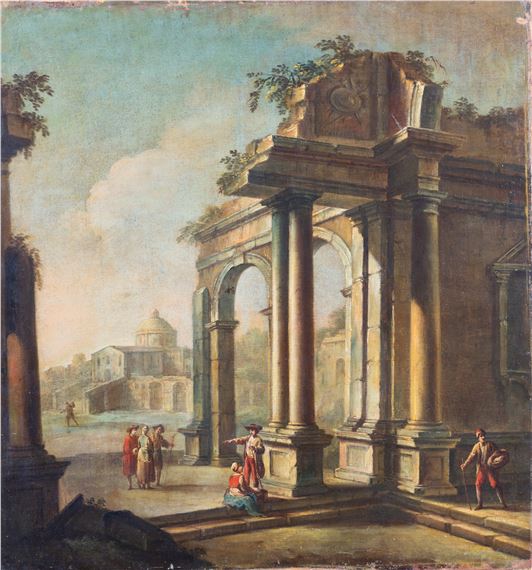Domenico Gargiulo | Capriccio architettonico con figure | MutualArt