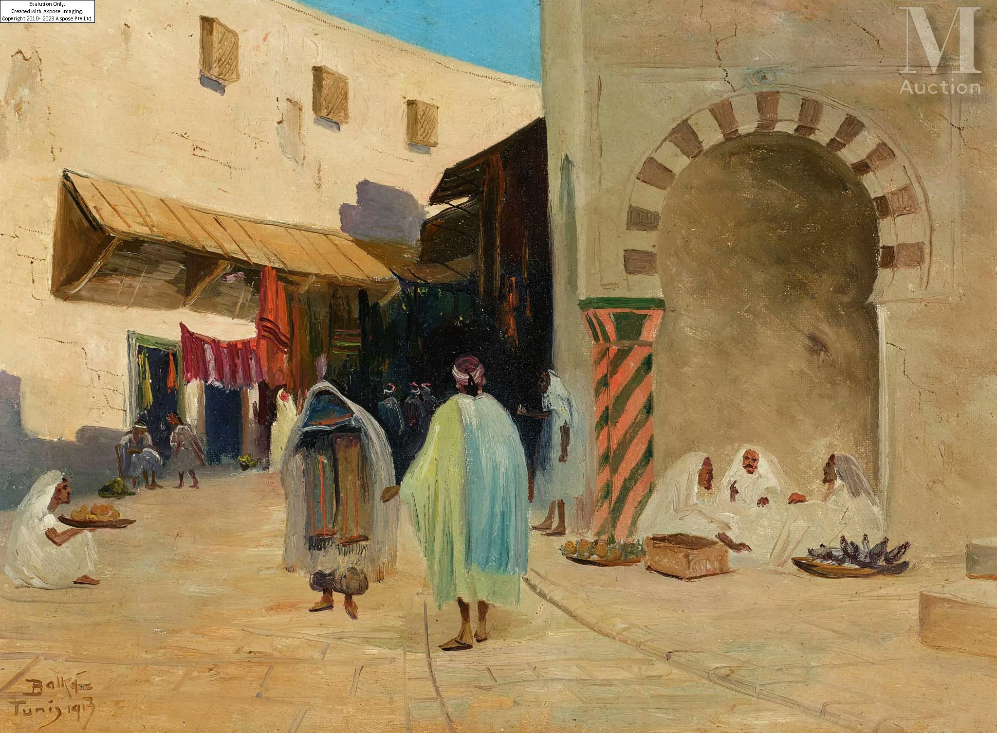 Théodore Charles Balké | Market in tunis (1919) | MutualArt