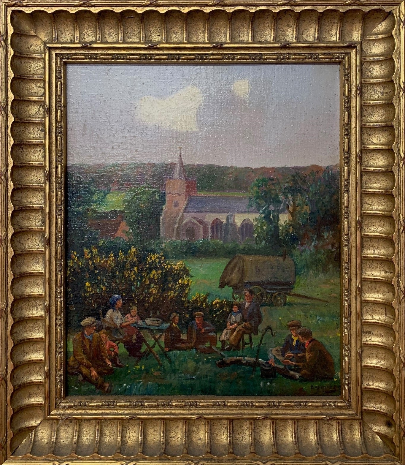 Geoffrey Mortimer | Travellers sit and converse in rural landscape ...