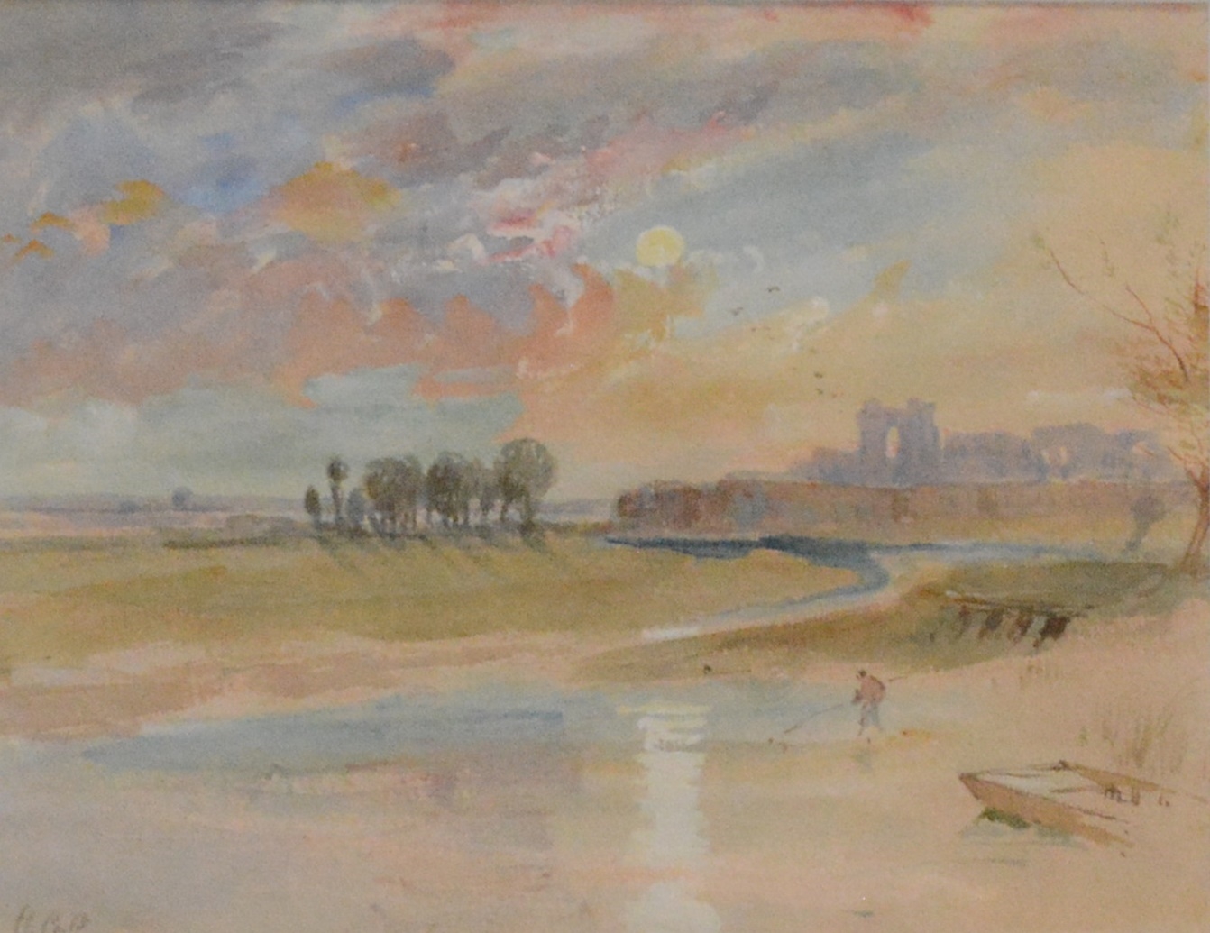 Hercules Brabazon Brabazon | Ruin and fisherman by a river | MutualArt
