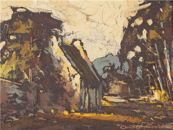 Andre Grobler | Andre Grobler (South African 1938 - ) HOUSE NEAR TREES ...