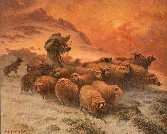 August Friedrich Albrecht Schenck | Guarding the Flock in a Winter Gale ...