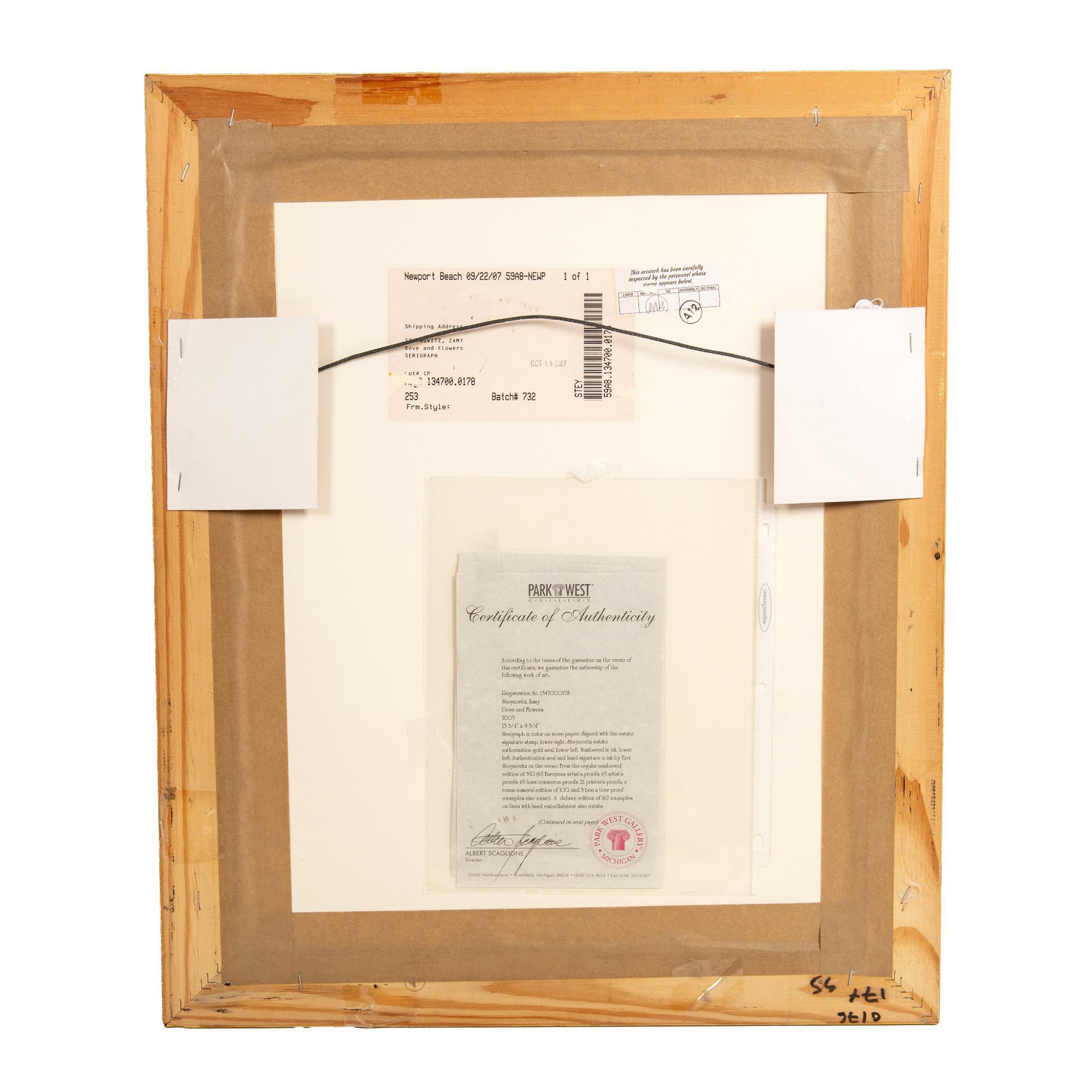 Zamy Steynovitz | Dove and Flowers is an original serigraph on wove ...