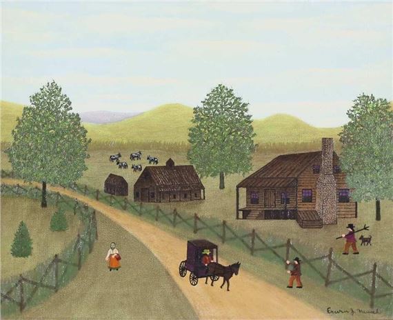 Erwin J. Neusch | Erwin J. Neusch Folk Art Oil on Canvas | MutualArt
