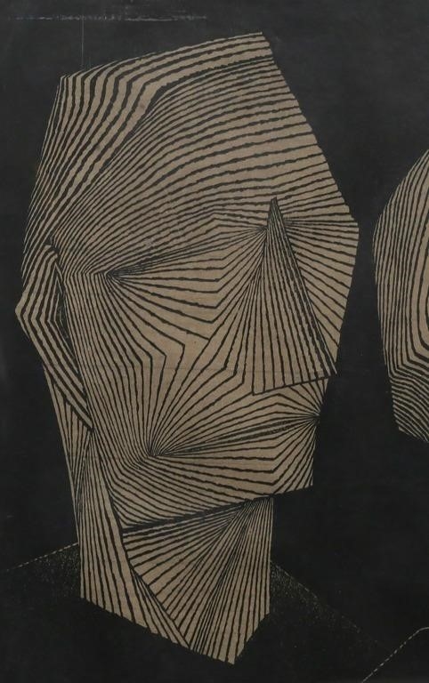 Tomio Kinoshita | Tomio Kinoshita Woodcut Mask # 3 (1957) | MutualArt