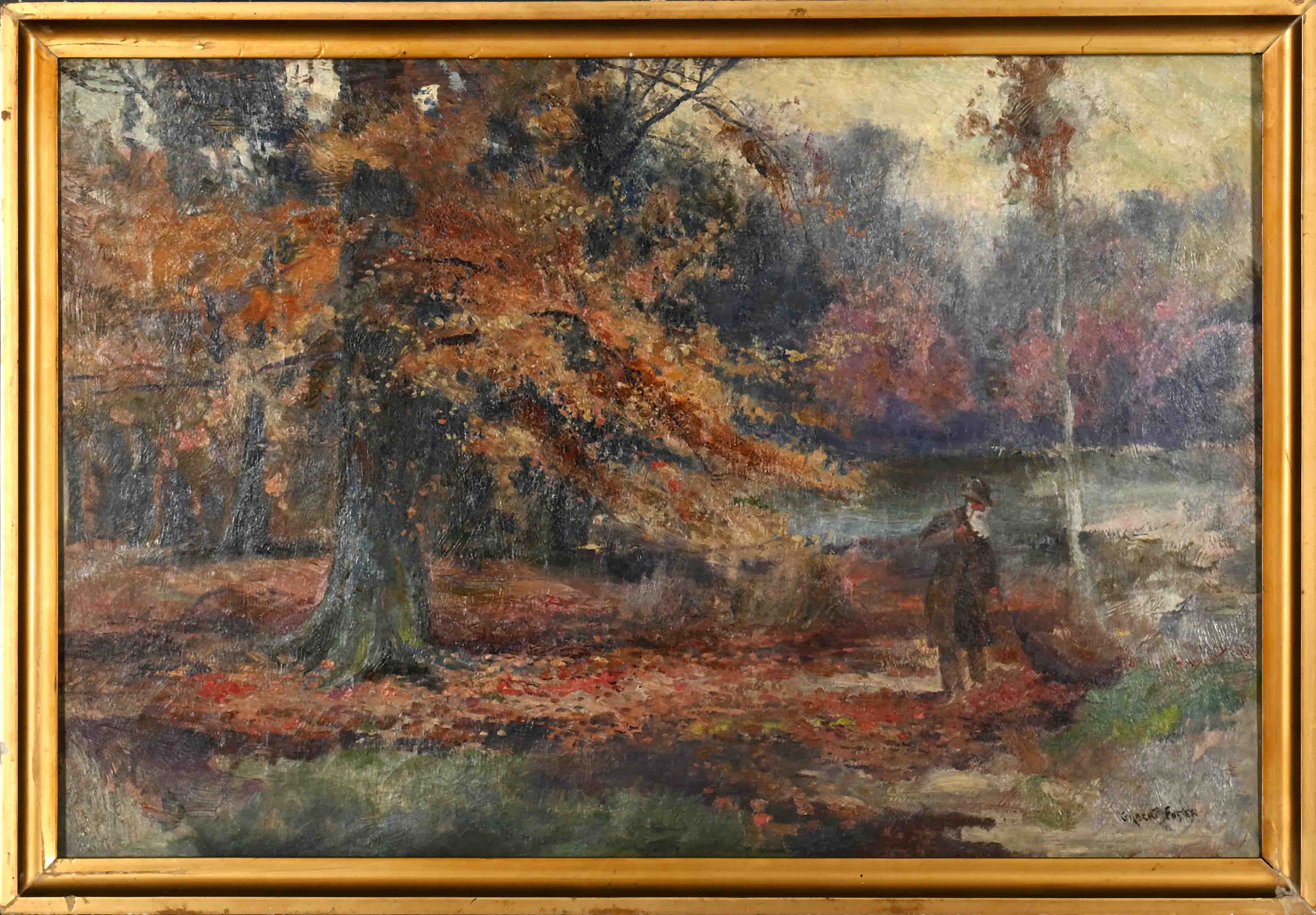 William Gilbert Foster | Old Man Sweeping Leaves | MutualArt