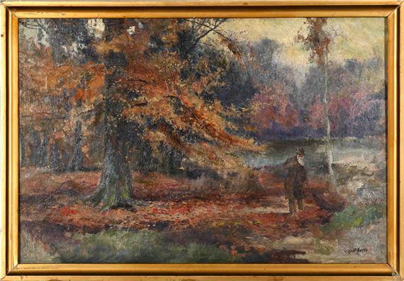 William Gilbert Foster | Old Man Sweeping Leaves | MutualArt