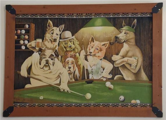 Cassius Marcellus Coolidge | Dogs Playing Pool' Billiards Themed ...