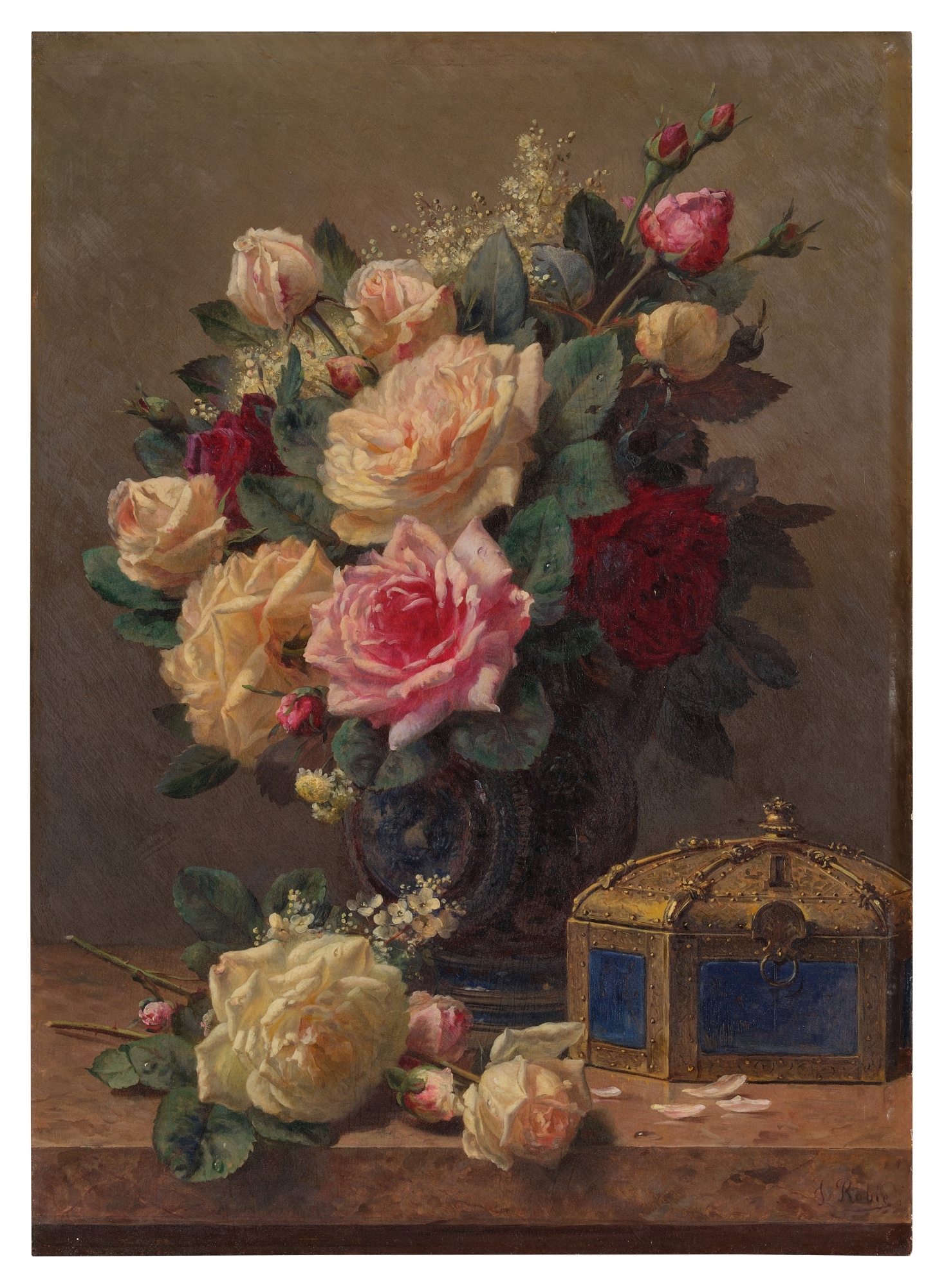 Jean-Baptiste Robie | Roses, Peonies and Forget-me-nots in a Japanese ...