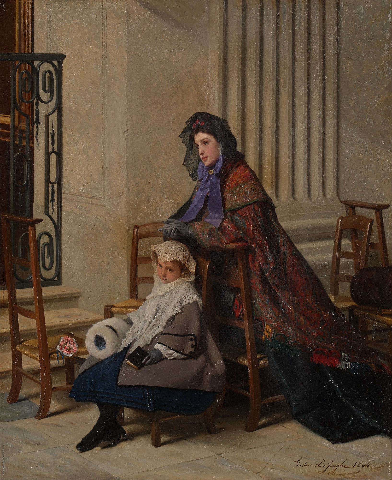 Gustave de Jonghe | Dame am Klavier mit Kakadu (1870) | MutualArt