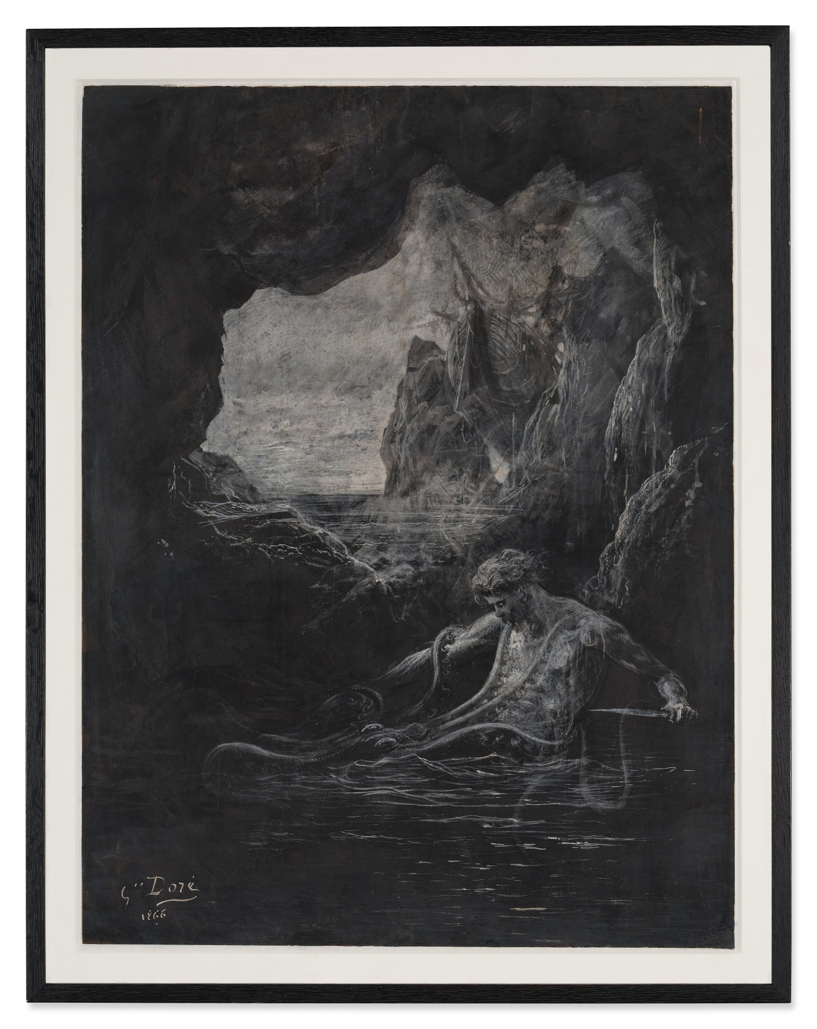 Gustave Doré | Gilliatt struggles with the giant octopus, illustration ...