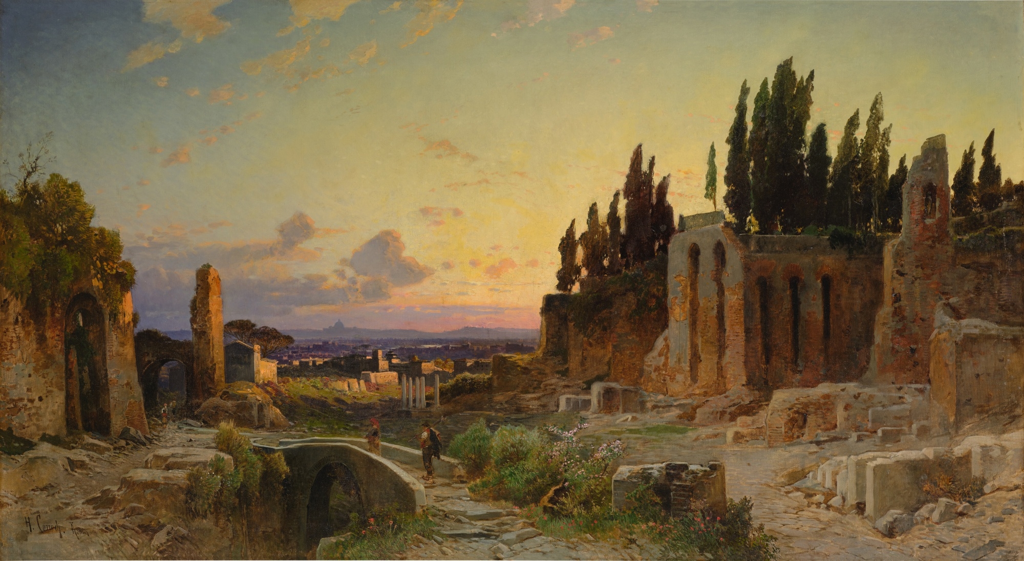 Hermann Corrodi | Roman Landscape with Ruins at Dusk | MutualArt