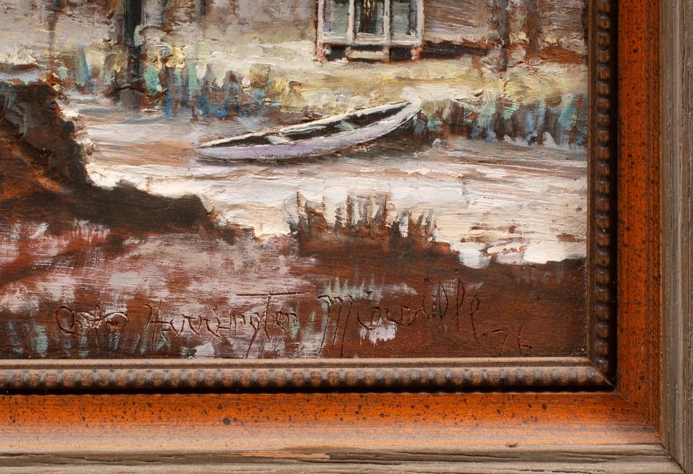 Chestee Harrington | Landscape with Cabin and Pirogue (1976) | MutualArt