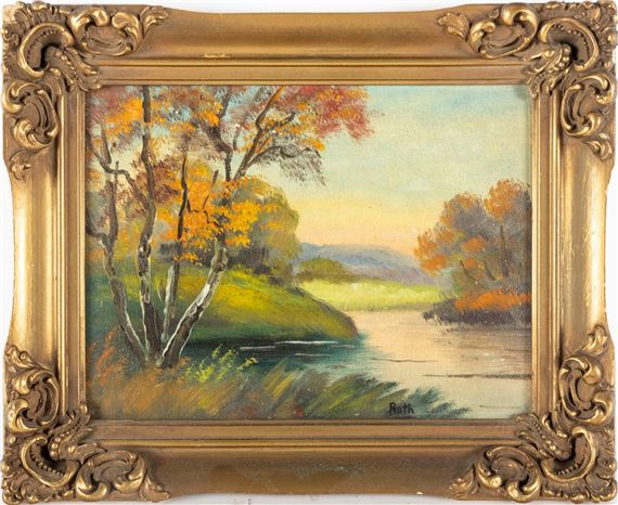 Carl Roth | 20th C.) Oil On Board Seaside Landscape | MutualArt