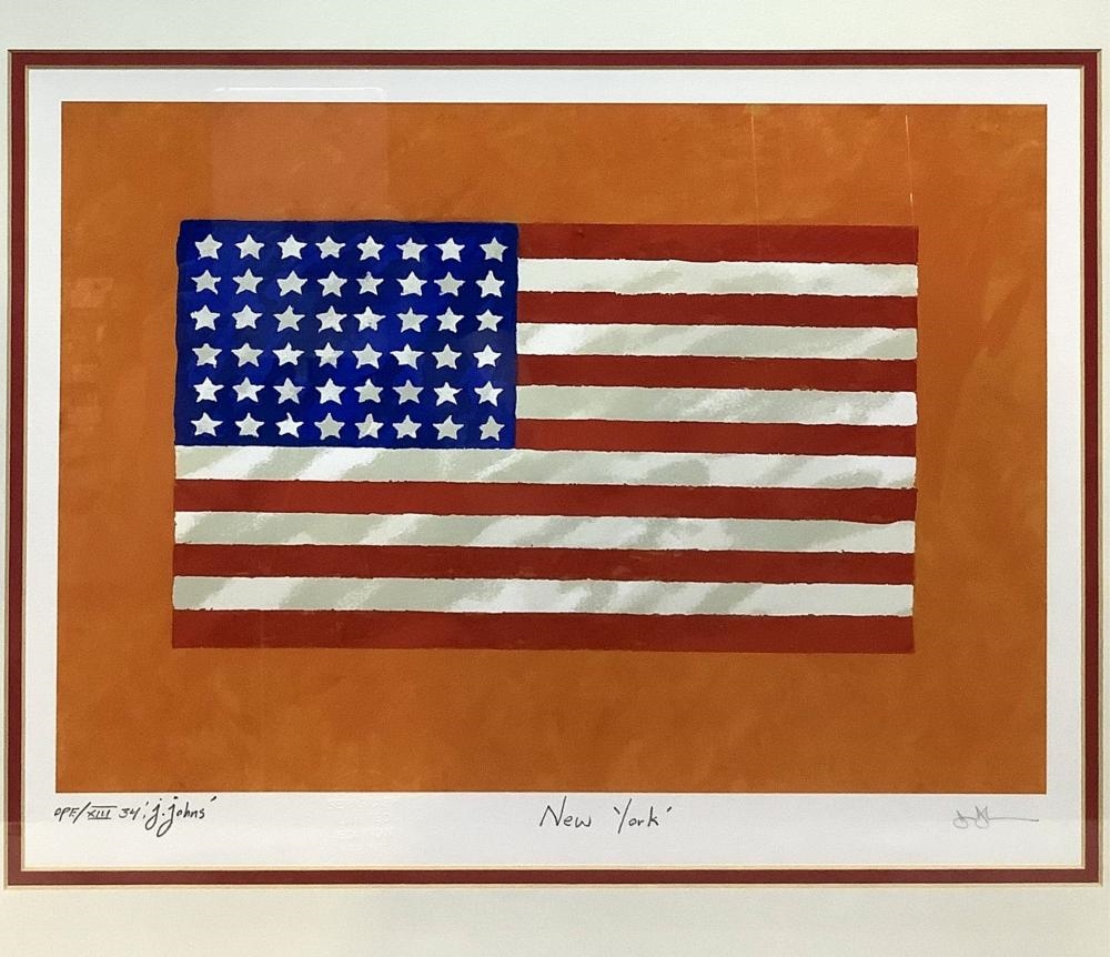 Jasper Johns | Jasper Johns “Flag On Orange Field, 1957” Print | MutualArt