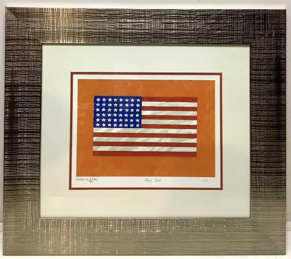 Jasper Johns | Jasper Johns “Flag On Orange Field, 1957” Print | MutualArt