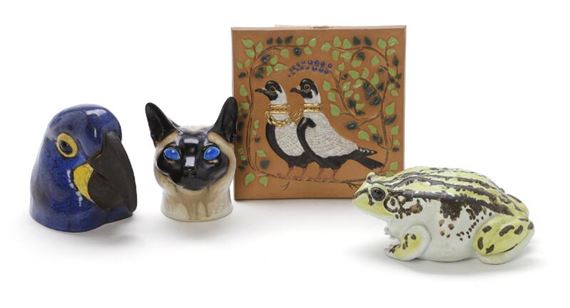 Jeanne Grut | Three faiance figures, resp | MutualArt