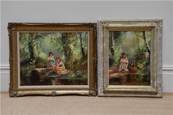 Paul J. Attfield | children in landscape scene | MutualArt