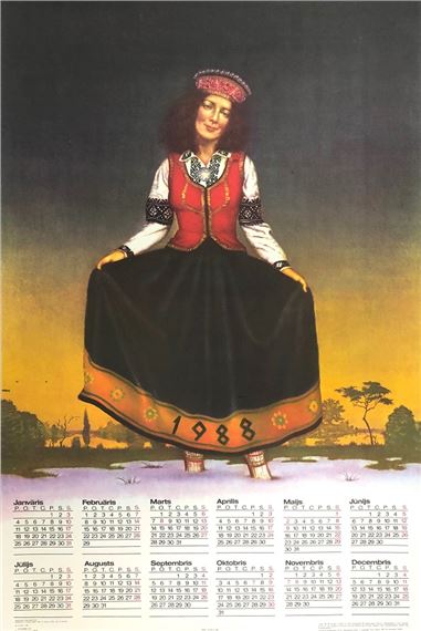 Miervaldis Polis | New Year's poster - calendar. 1988. | MutualArt