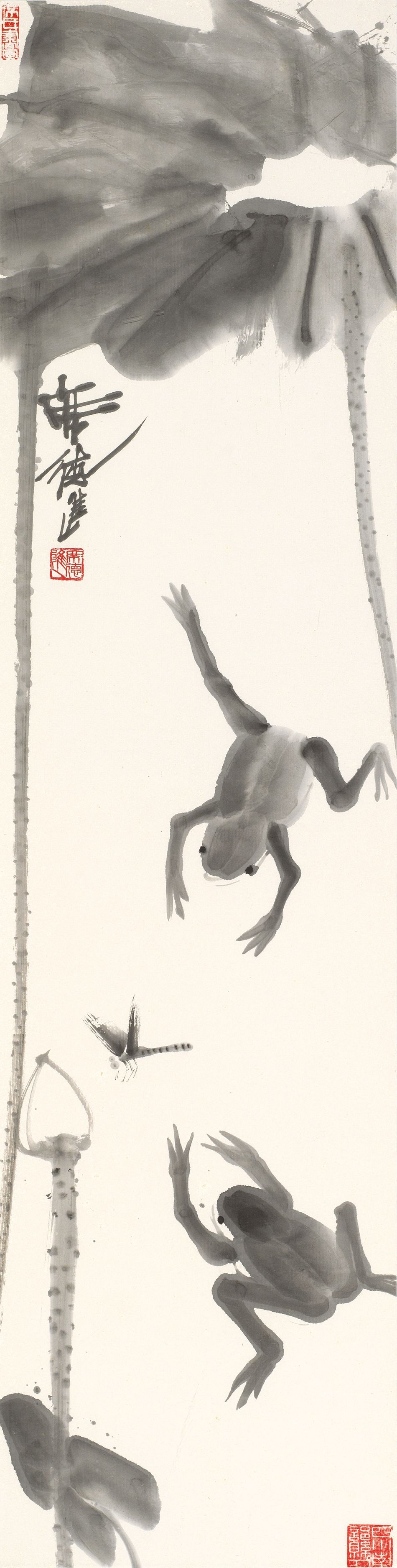 Shiy De Jinn | Frogs Catching Dragonfly | MutualArt