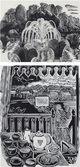 John Scorror O'Connor | Kensington Gardens; Still life on a terrace ...