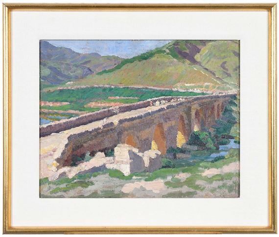 Alonzo C. Webb | Roman Aqueduct with Figures Crossing | Compare similar ...