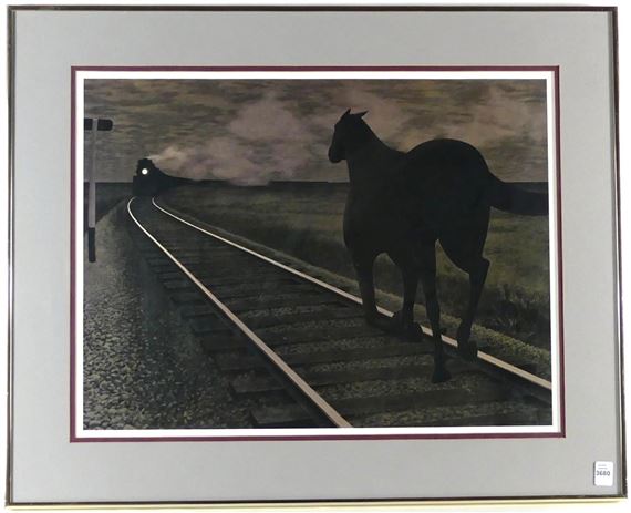 Alex Colville | Swimming Dog and Canoe (1979) | MutualArt