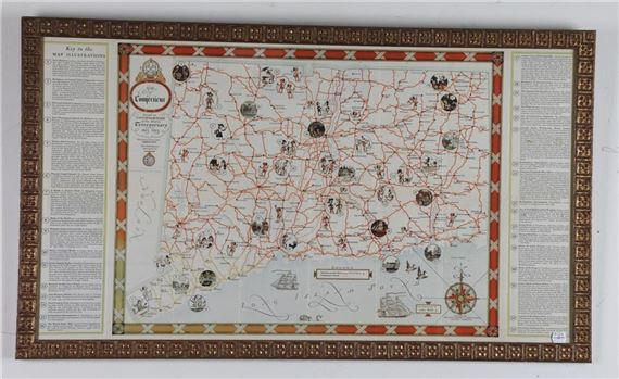 John Held Jr. | MAP OF CONNECTICUT SHOWING PRINCIPAL HIGHWAYS, WITH ...