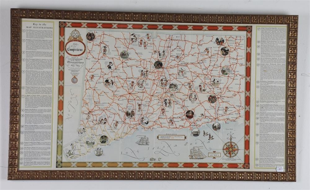 John Held Jr. | MAP OF CONNECTICUT SHOWING PRINCIPAL HIGHWAYS, WITH ...