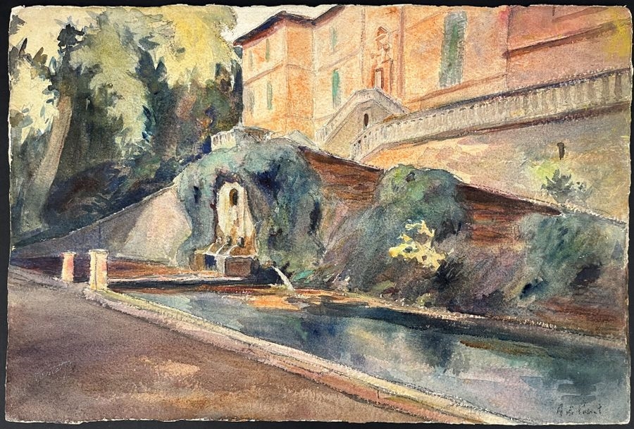 Aymeric de Panat | Pond and fountain in front of a beautiful Occitan ...