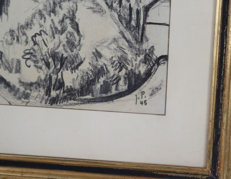 Joseph Probst | Charcoal drawing of the footbridge in Luxemourg, signed ...