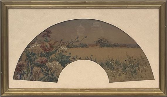 Marie Désirée Bourgoin | Fan with field flowers | MutualArt