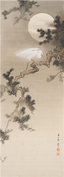 Maki Ozan | MAKI OZAN: A FINE SCROLL PAINTING OF AN EGRET AND PINE TREE ...