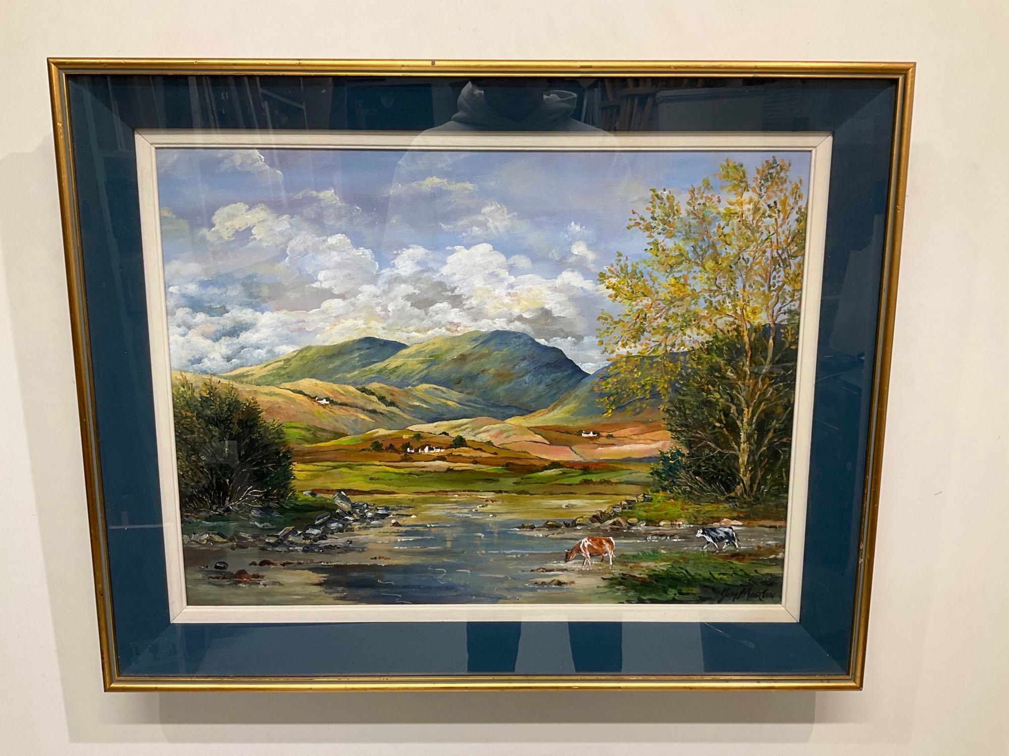 Jim Martin | cows grazing along the riverbank (20th Century) | MutualArt