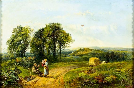 Alfred Bennett | Country Landscape with Figures | MutualArt