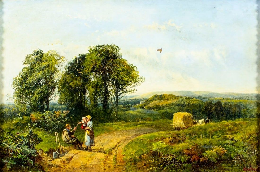 Alfred Bennett | Country Landscape with Figures | MutualArt
