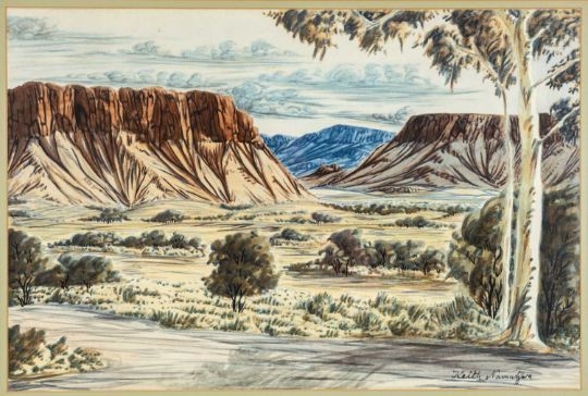 Keith Namatjira | 1977) watercolour - Outback landscape | MutualArt