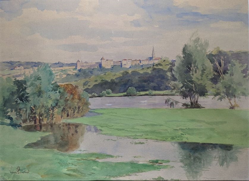 Lucien Charles Justin Quintard | Vue de Liverdun surplombant la Moselle ...