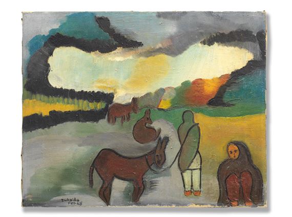 Zubeida Agha | Untitled (Village Scene) | MutualArt