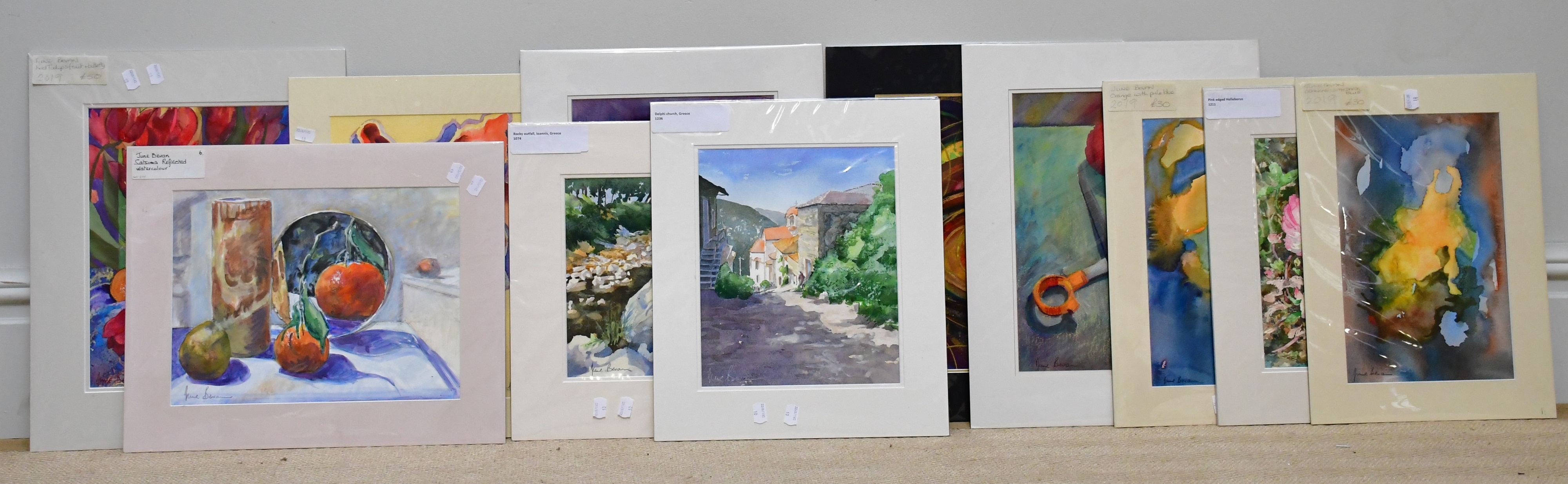 June Bevan | Red Tulips, Fruit and Butterfly | MutualArt