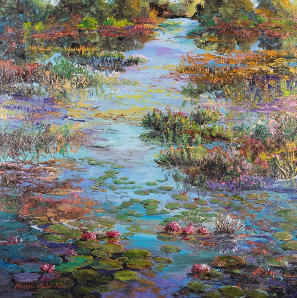 Thomas de Decker | Red Lilies and Pond Colours | MutualArt