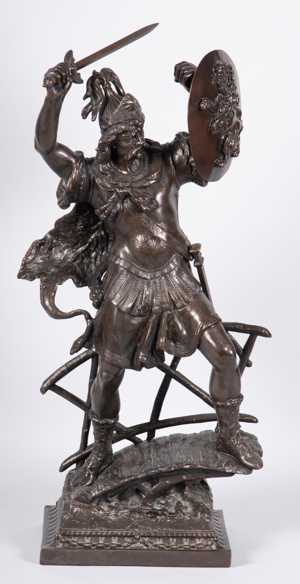 Théodore Doriot | A Bronzed Patina Spelter Figure of a Gallic Warrior ...