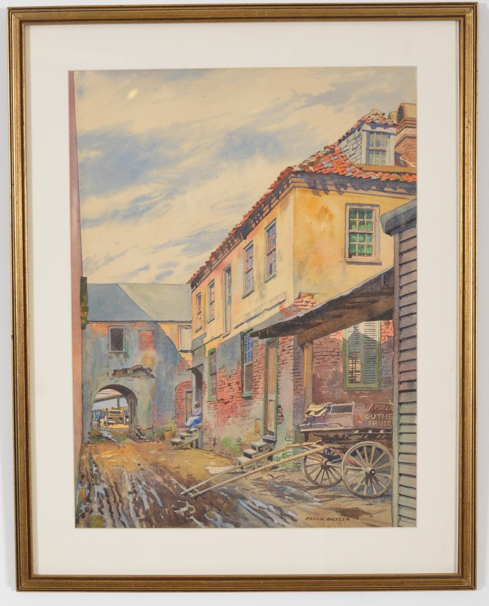 Frank Butler | Southern alley scene watercolor painting | MutualArt