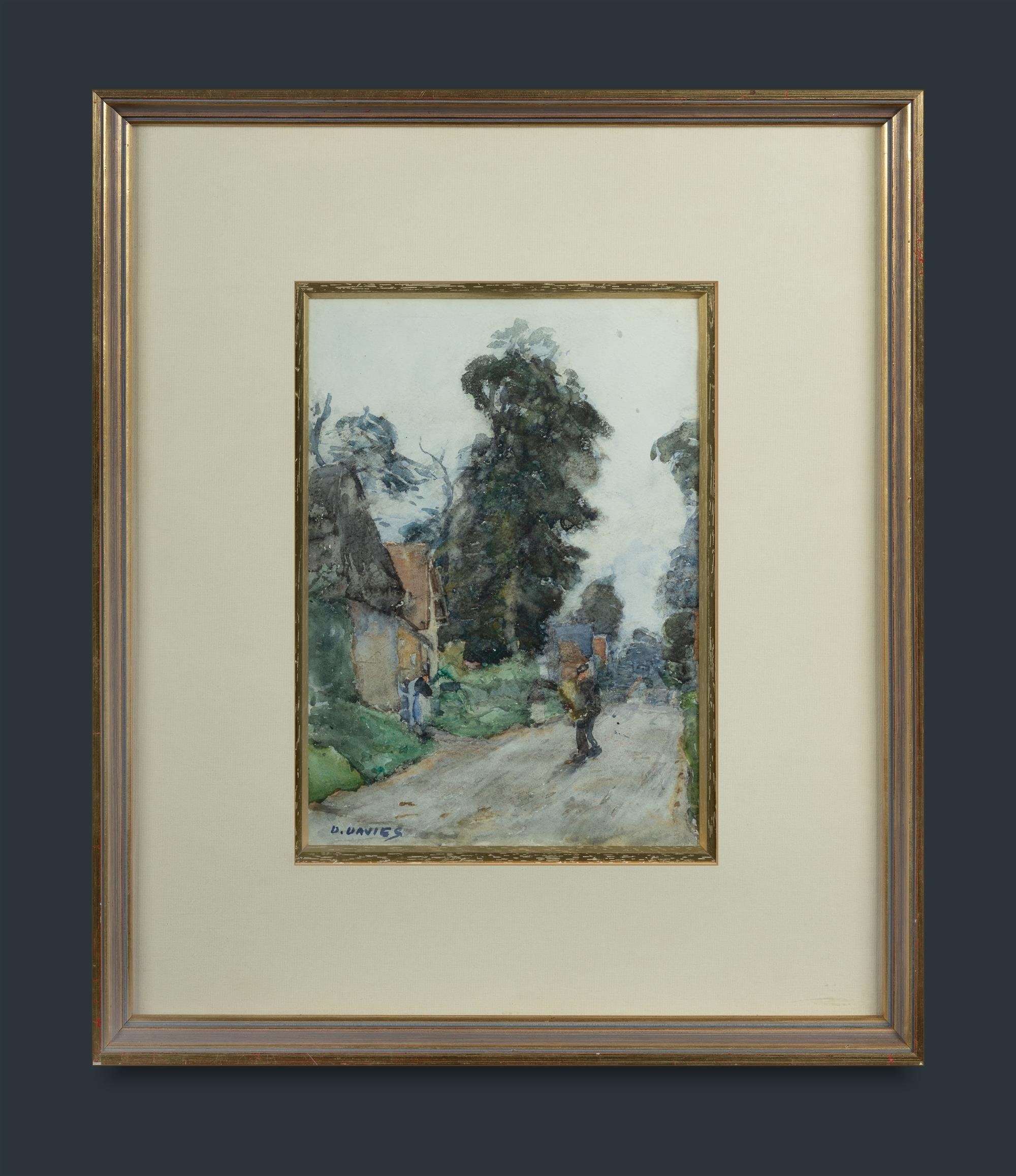 David Davies | Village Street with Figures | MutualArt