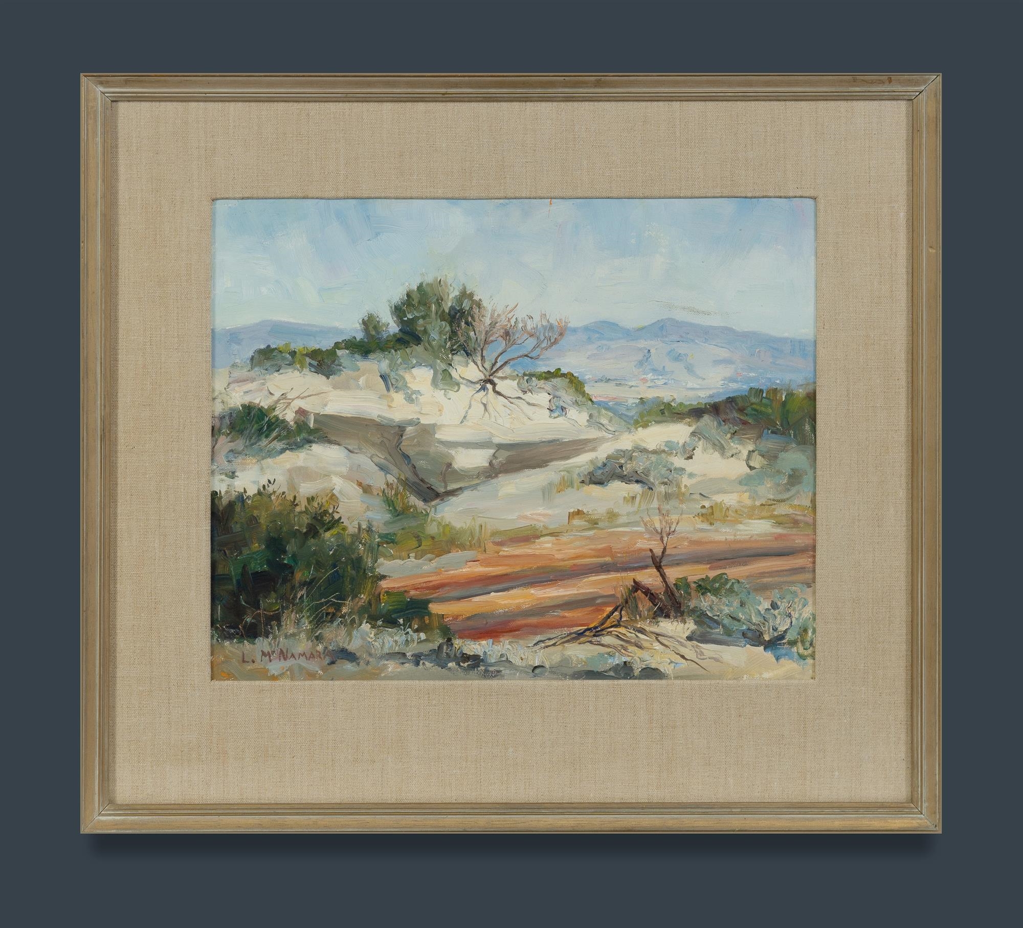 Leila Constance McNamara | Dirt Road Through Scrub with View of Town in ...
