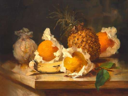 Ben Austrian | Still Life with Pineapple and Wrapped Oranges (1870 ...