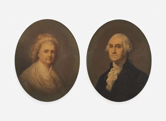 E. C. Middleton | Pair of Oval George and Martha Washington Portraits ...