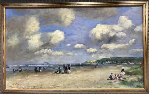 Eugène Louis Boudin | Beach scene with figures | MutualArt