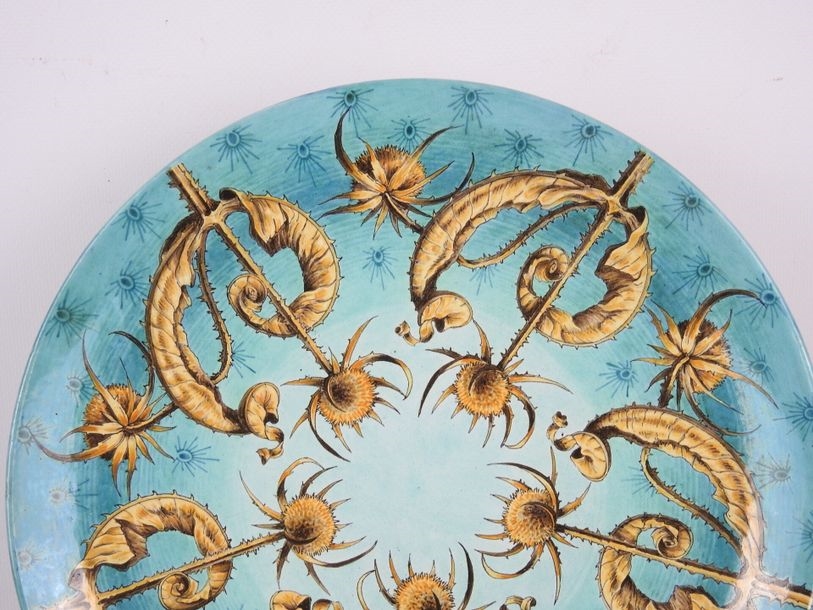 Émile Balon | Circular turquoise earthenware dish decorated with a ...