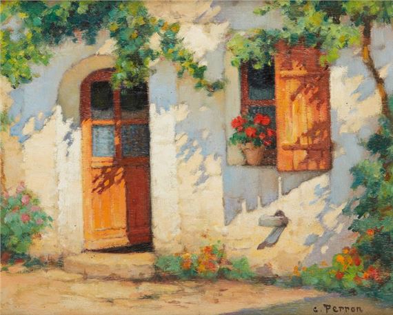 Perron Charles | Charles Clément Perron (1893-1958) View of a courtyard ...